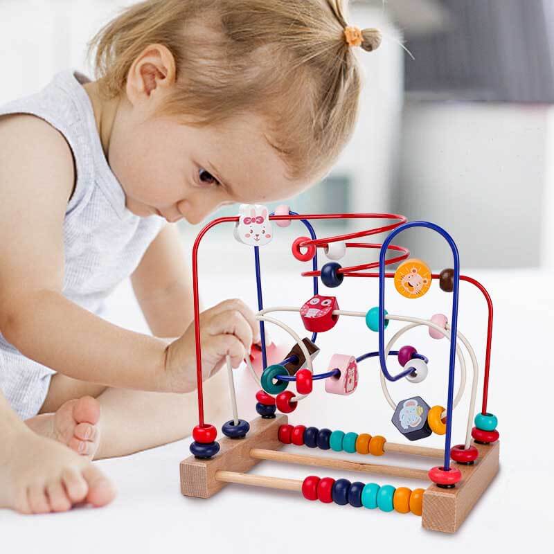 Early Learning String Beads Game, Bead Maze Roller Coaster Wooden ...