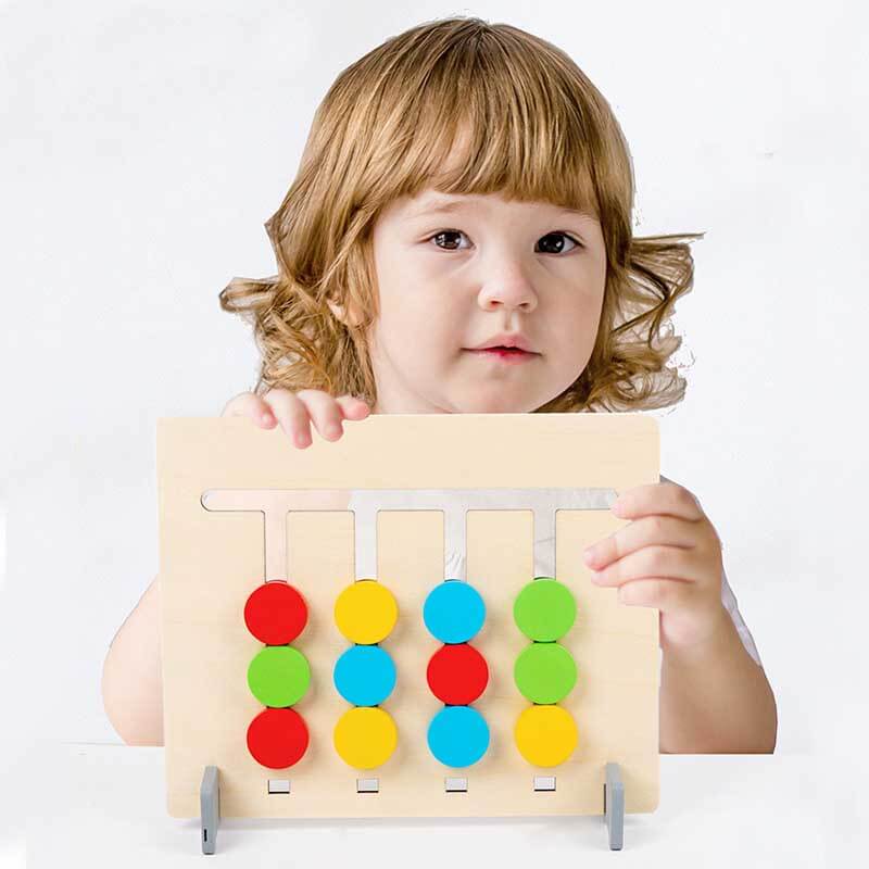 Wooden Four-Color Alignment Chess, Early Education Toys for Toddlers ...