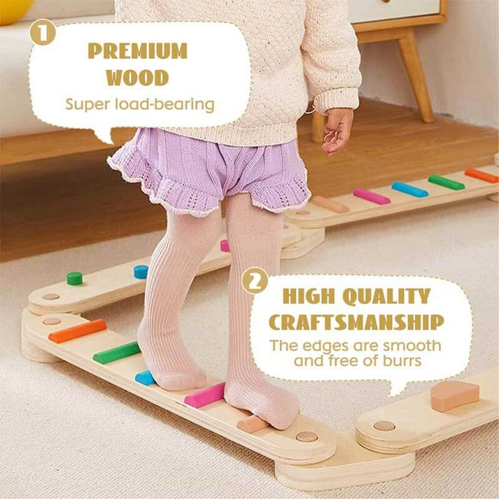 Wooden Balance Beam for Kids 3-5 Toddler Montessori Balance Beam Indoor ...