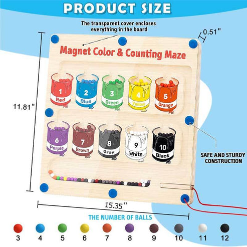 Magnetic Color and Number Maze, Wooden Magnet Puzzles Board Games for ...