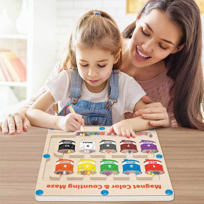 Magnetic Color and Number Maze, Wooden Magnet Puzzles Board Games for ...