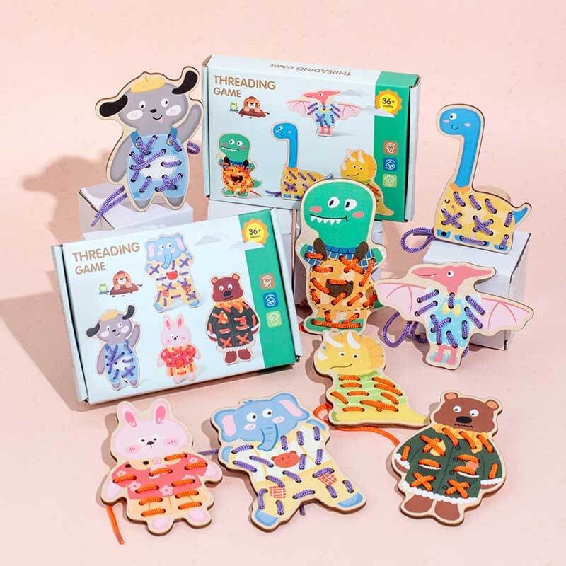 Wooden Animal Lacing Toy Montessori Sewing,Art and Craft,Threading Toy ...